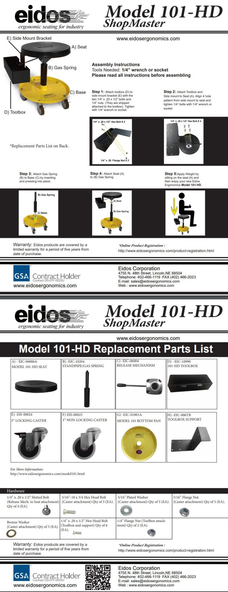 Model 101 HD Shopmaster w/ Toolbox – Eidos Ergonomics